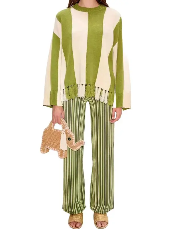 SIMONMILLER Faye Striped Tassel Sweater - Brown