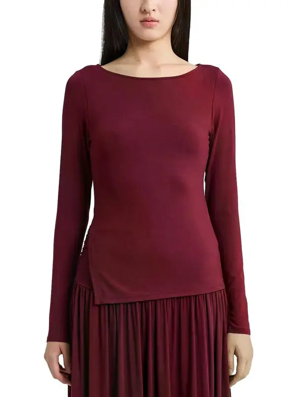 DETERM; Long-sleeve Blouse With Side-slit - Red