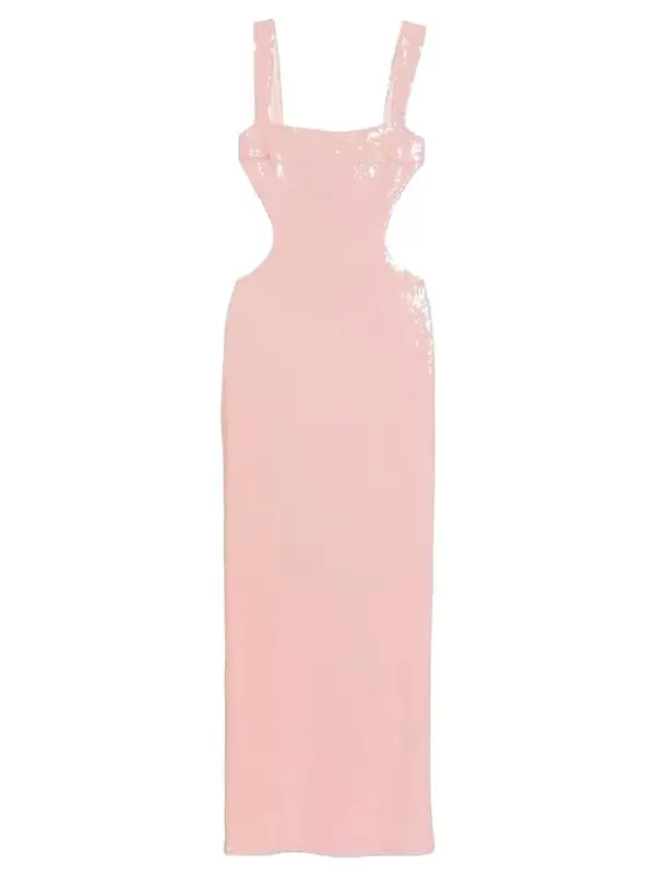 TWENTY FOURHAITCH Side Cut-out Maxi Dress - Pink