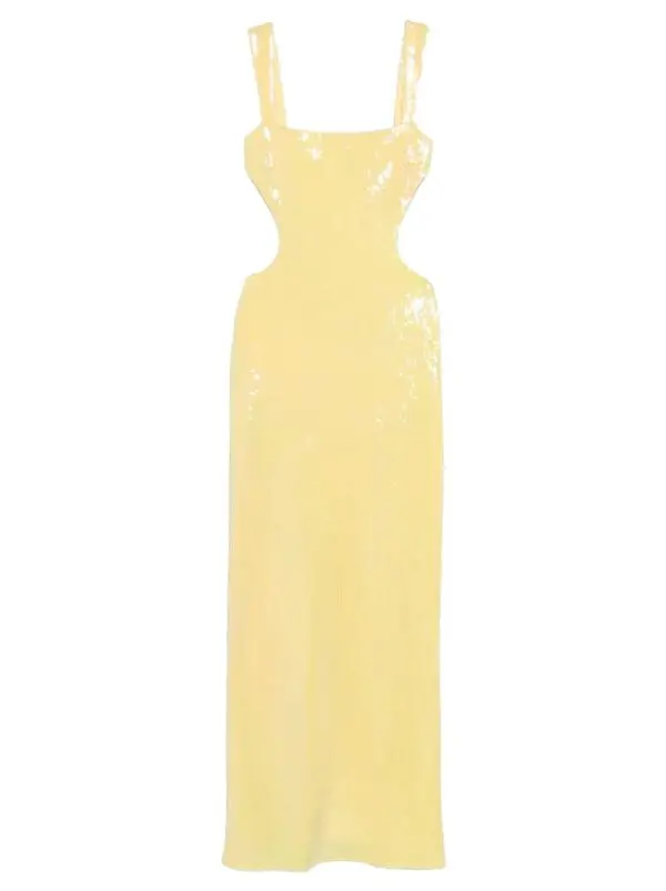 TWENTY FOURHAITCH Sequin-embellished Maxi Dress - Yellow