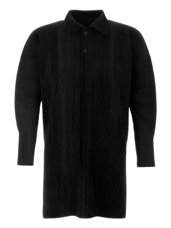 Issey Miyake Pleated Polo Shirt - Black