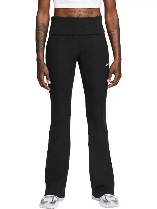 Nike Chill Rib Knit Flare Pants - Black/sail