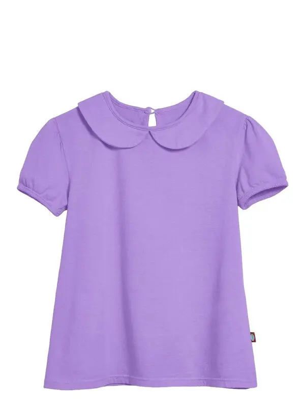 CITY THREADS Peter Pan Collar Puff Sleeve Tee - Deep Purple