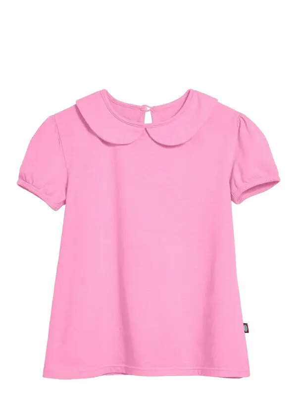 CITY THREADS Peter Pan Collar Puff Sleeve Tee - Medium Pink