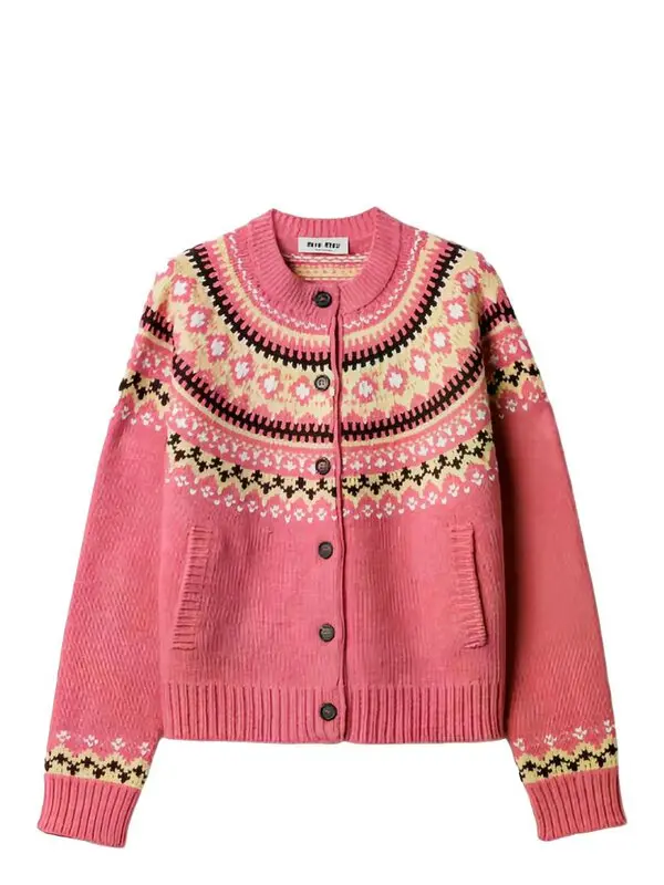 Miu Miu Jacquard Cardigan - Pink
