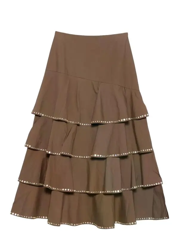 Sandro A-line Midi Skirt With Crystal Embellishments - Brown