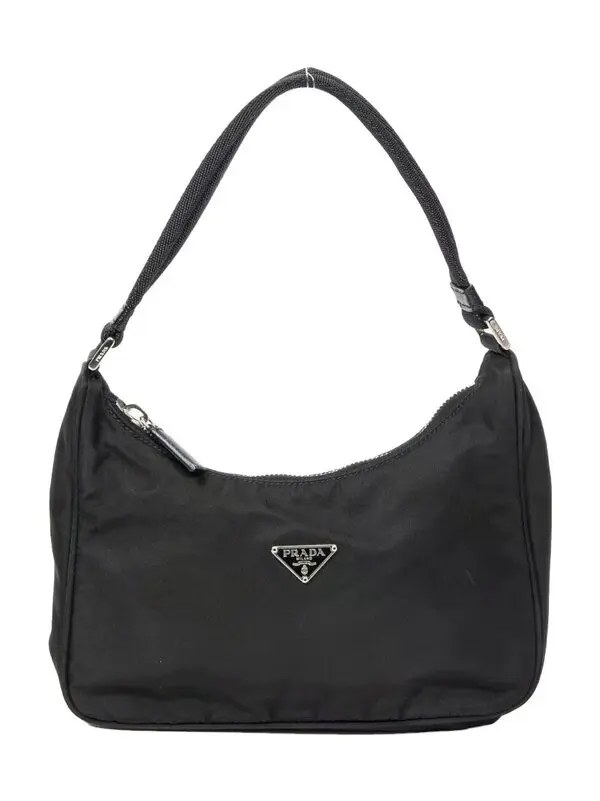 Prada Mini Hobo Logo-plaque Shoulder Bag - Black