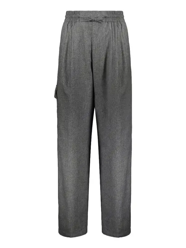 YVES SALOMON Pleated Wide-leg Trousers - Grey