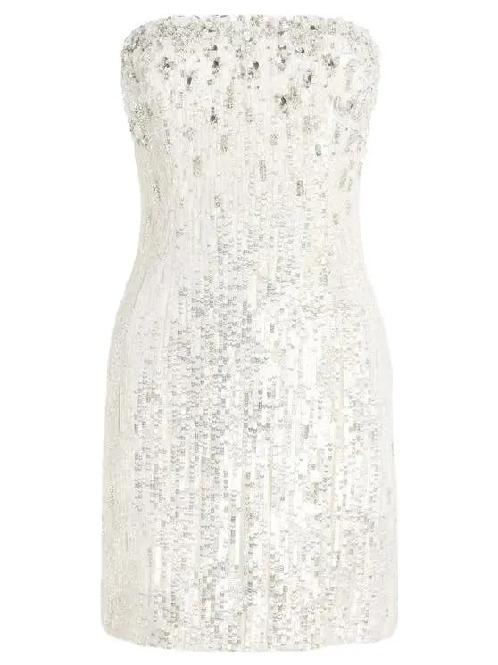 Jenny Packham Josette Sequined Embellished Mini Dress - Ivory
