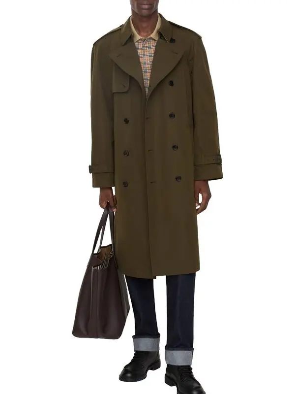 Burberry Long Lightweight Cotton Trench Coat - Marsh Green