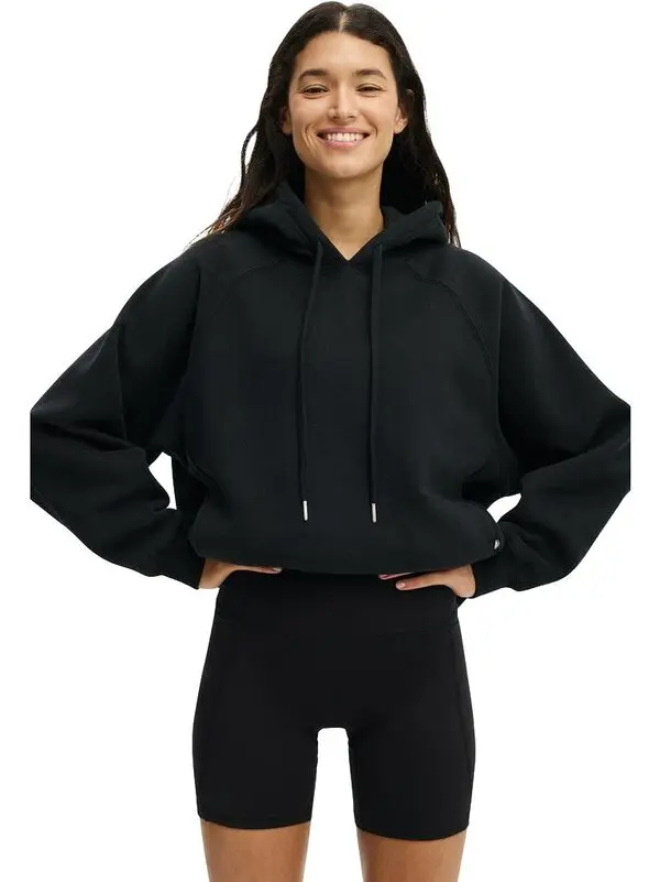 Cotton:on Active Plush Premium Raglan Hoodie - Black
