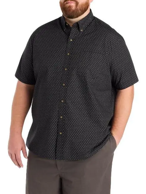 HARBOR BAY BY DXL Big & Tall Easy-care Paisley Print Sport Shirt - Black