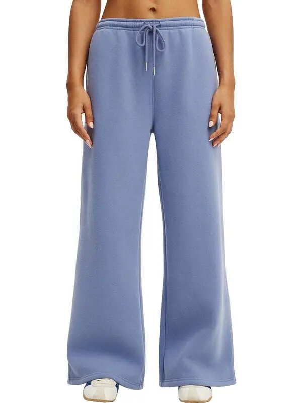 Cotton:on Active Plush Tie Waist Wide Leg Sweatpant - Blue Ice