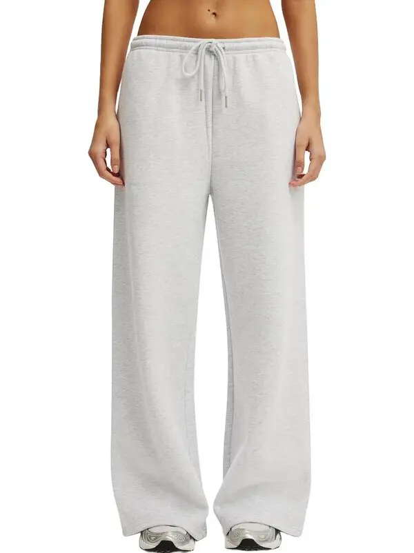 Cotton:on Active Plush Tie Waist Wide Leg Sweatpant - Cloudy Grey Marle