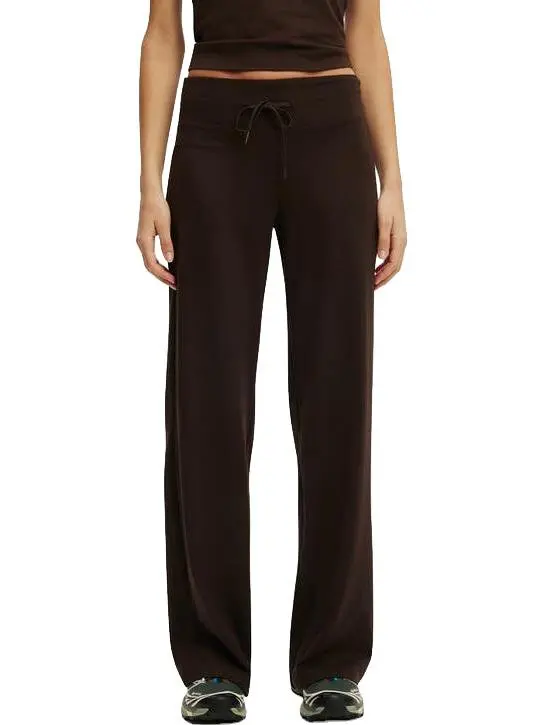 Cotton:on Active Ultra Soft Tie Front Wide Leg Pant - French Roast