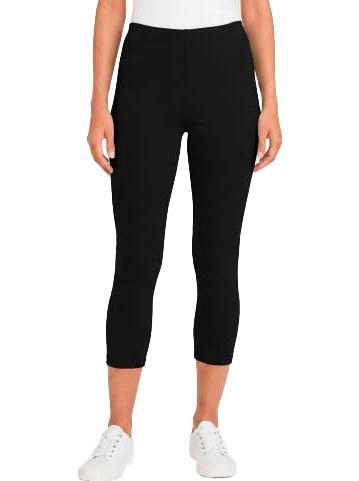 CITY THREADS Soft 100% Cotton Everyday Wear Capri Leggings - Black
