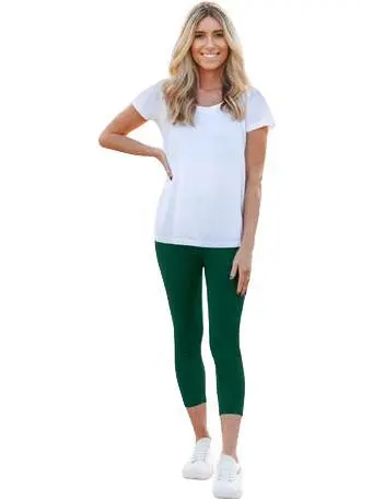 CITY THREADS 100% Cotton Comfortable Everyday Wear Capri Leggings - Forest Green