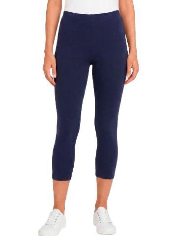 CITY THREADS Soft 100% Cotton Everyday Wear Capri Leggings - Navy