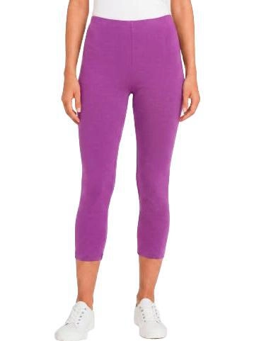 CITY THREADS Soft 100% Cotton Everyday Wear Capri Leggings - Plum