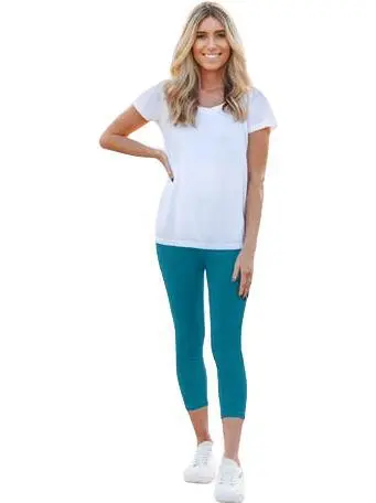 CITY THREADS 100% Cotton Comfortable Everyday Wear Capri Leggings - Teal