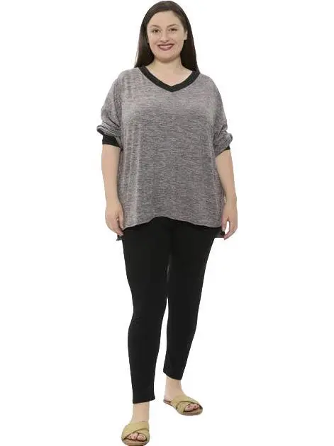 24SEVEN COMFORT APPAREL Two-piece Top And Legging Set - Black