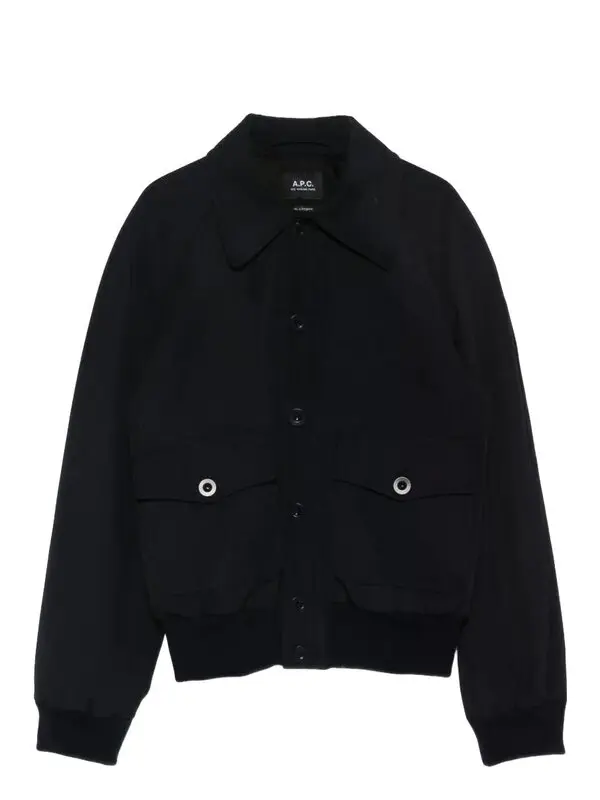 A.p.c. Patch-pocket Collared Bomber Jacket - Blue