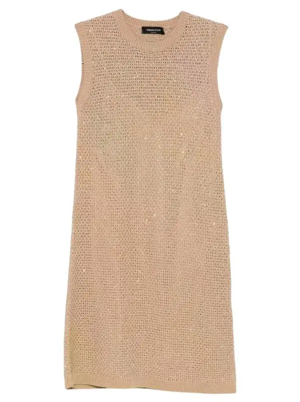 Fabiana Filippi Open-knit Mini Dress - Neutrals