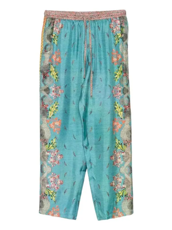 PIERRE-LOUIS MASCIA Floral-print Cropped Trousers - Blue