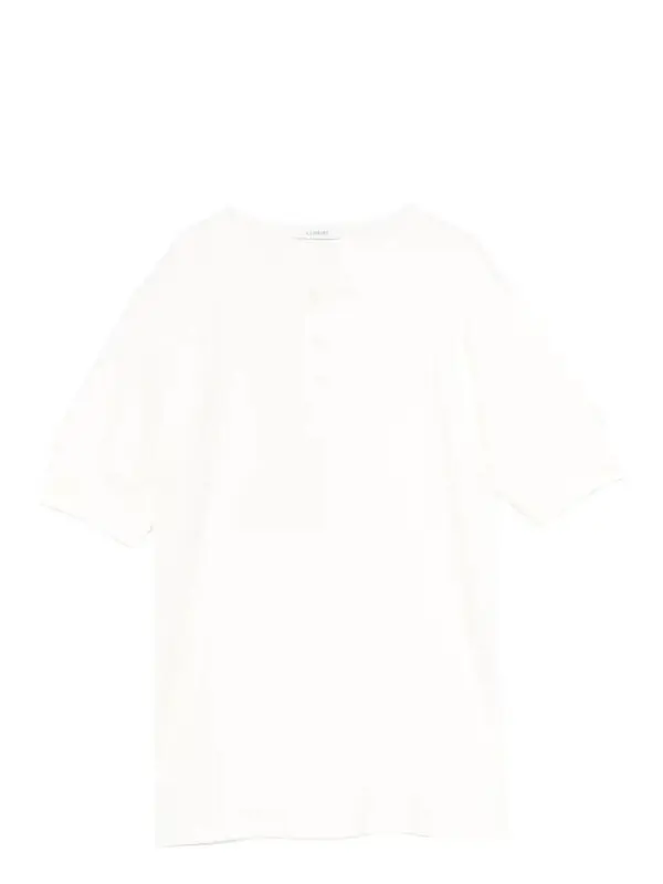 LEMAIRE Henley Ribbed Top - White