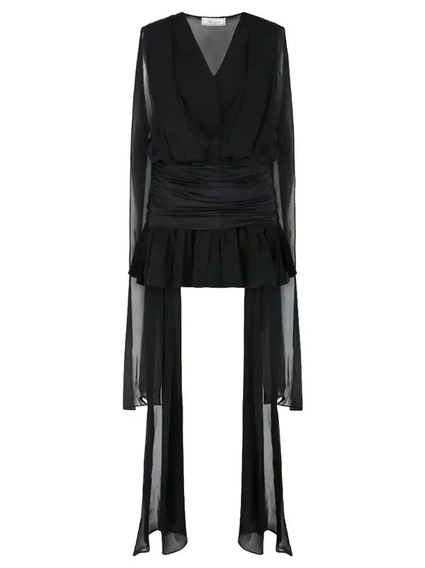 Blumarine Draped V-neck Mini Dress - Black