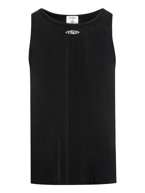 Casablanca Ribbed Tank Top - Black