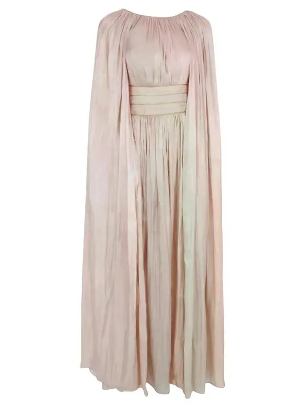 BARUNI Basima Cape-sleeved Slit Maxi Dress - Neutrals