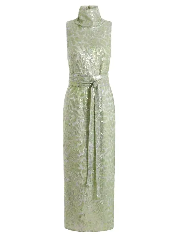 16Arlington Mona Sequin Midi Dress - Green