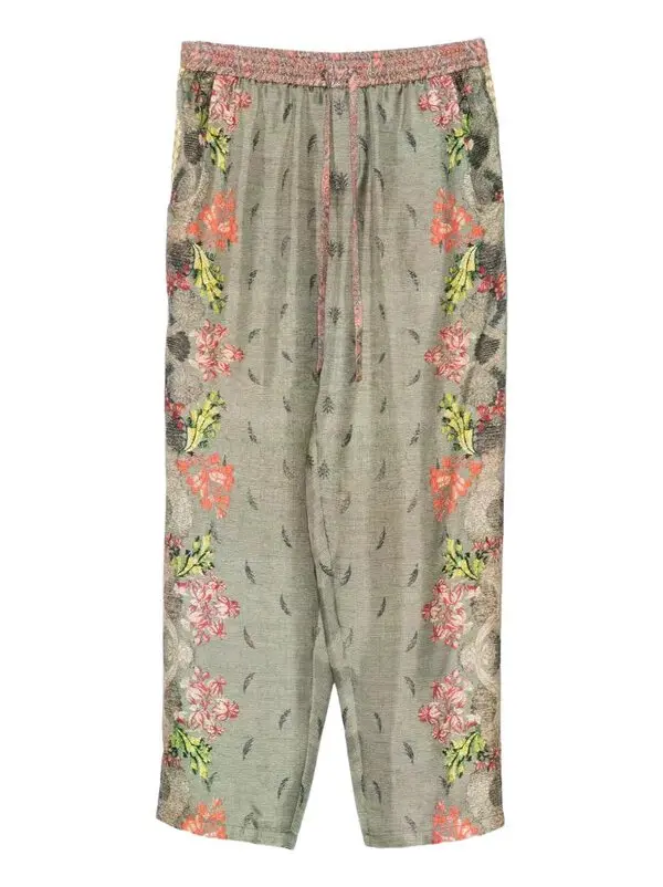 PIERRE-LOUIS MASCIA Floral-print Cropped Trousers - Grey