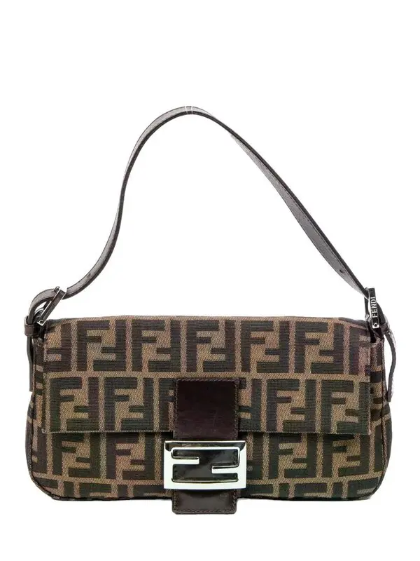 Fendi Baguette Zucchino-pattern Shoulder Bag - Brown