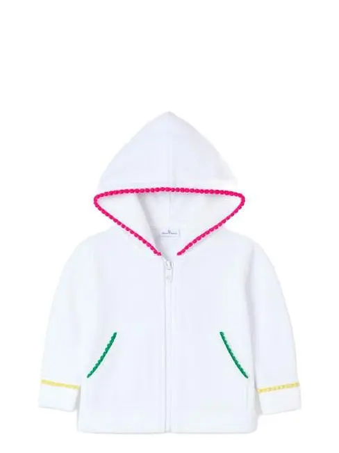 FLORENCE EISEMAN Terry Hoodie With Pompoms - White