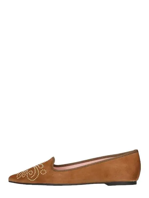 Pretty Ballerinas Pointed-toe Studded Loafers - Brown