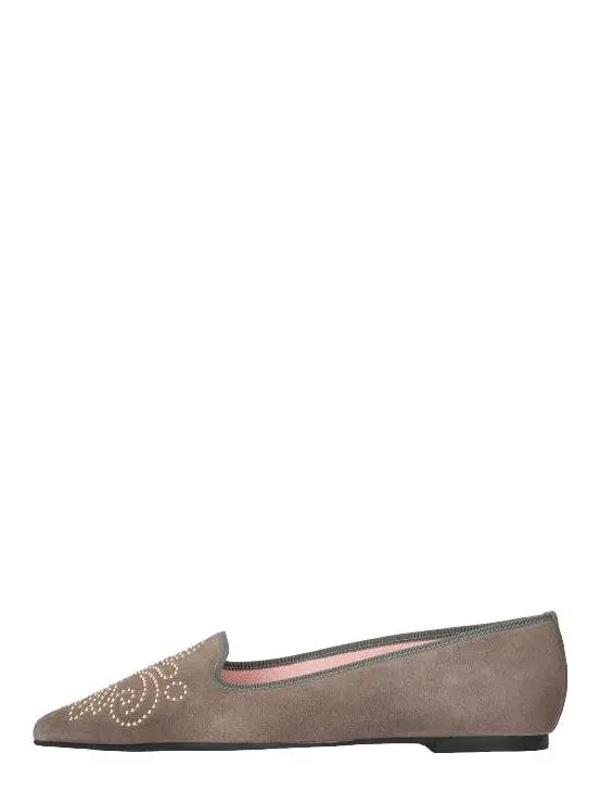 Pretty Ballerinas Pointed-toe Studded Loafers - Grey