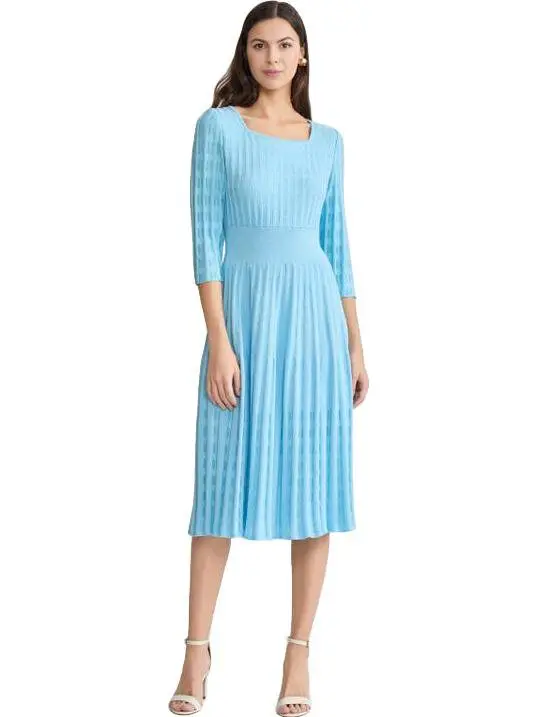Ming Wang Pointelle Knit Fit-and-flare Midi Dress - Serene