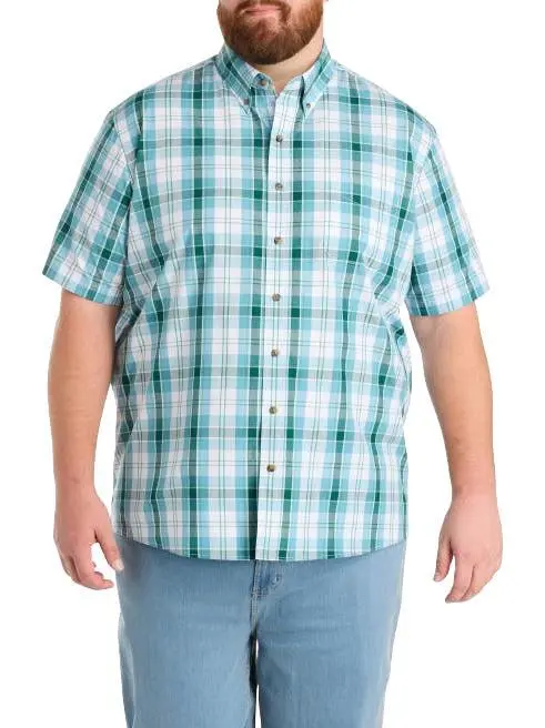 HARBOR BAY BY DXL Big & Tall Easy-care Large Plaid Sport Shirt - Green Multi