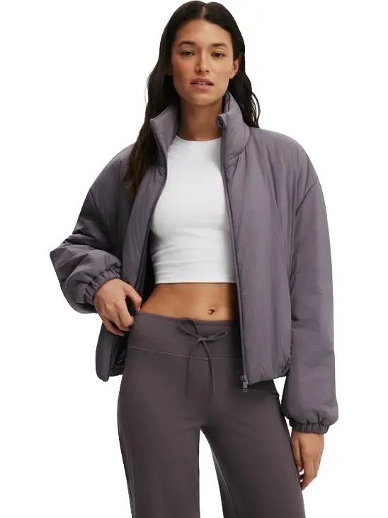 Cotton:on Active Ultra Light Padded Bomber Jacket - Violet Grey
