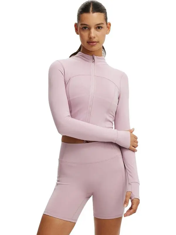 Cotton:on Active Ultra Soft Contour Long Sleeve Zip Through - Dawn Pink