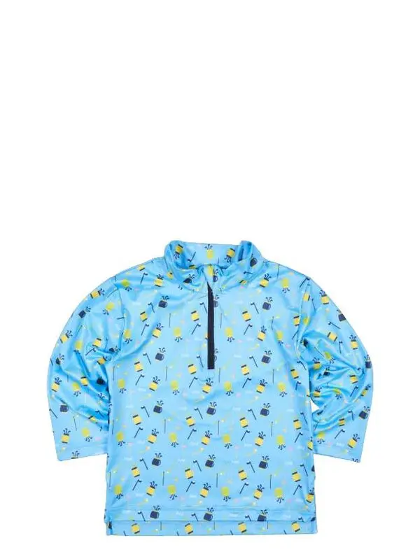 FLORENCE EISEMAN Golf Print Performance Knit Half Zip - Blue/multi