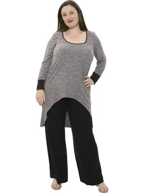 24SEVEN COMFORT APPAREL Two Tone Top And Pant Set - Black
