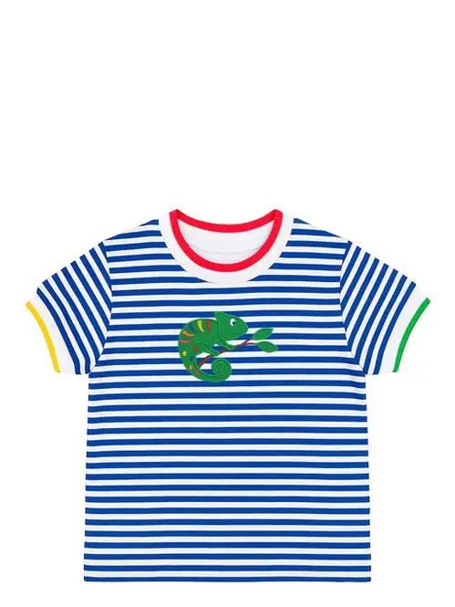 FLORENCE EISEMAN Stripe Knit Tshirt With Lizard - Royal/white