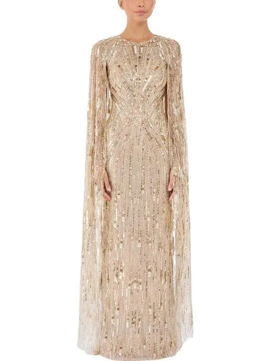 Jenny Packham Elio Sequin-embellished Maxi Gown - Illusion