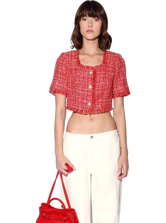Walter Baker Rita Tweed Top - Cherry Tweed