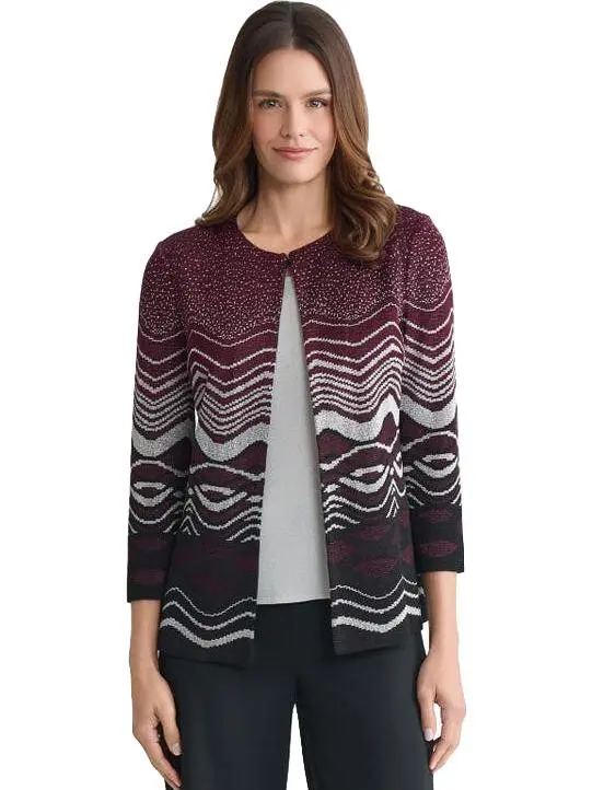 Ming Wang Jacquard Knit Jacket - Midnight Violet/black/silver