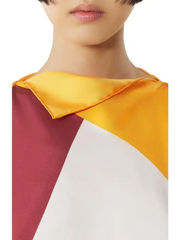 LANVIN Graphic Print Silk Top - White/orange