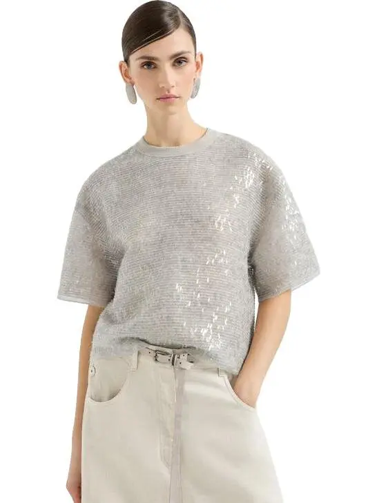 Brunello Cucinelli Embroidered T-shirt - Silver